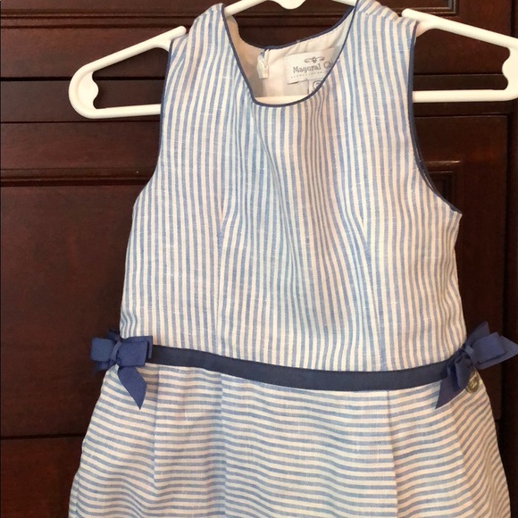 Mayoral | Dresses | Linen Sear Sucker Dress Girl Like New | Poshmark